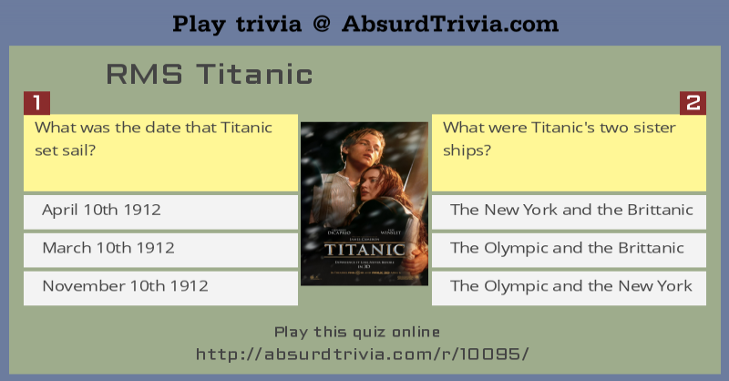 Trivia Quiz : RMS Titanic