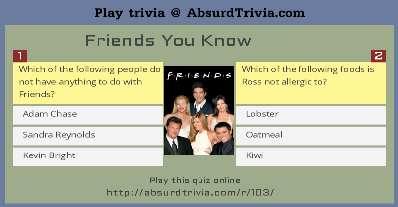 Trivia Quiz : Friends You Know