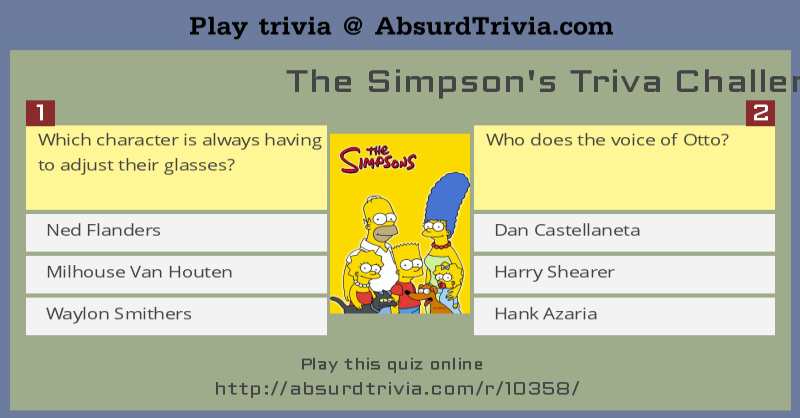 Trivia Quiz : The Simpson's Triva Challenge