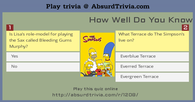 Trivia Quiz : How Well Do You Know Your Simpson's