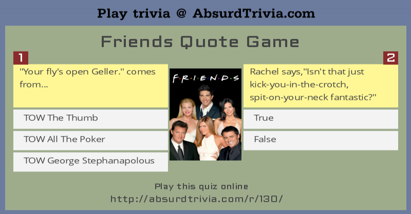 Trivia Quiz : Friends Quote Game