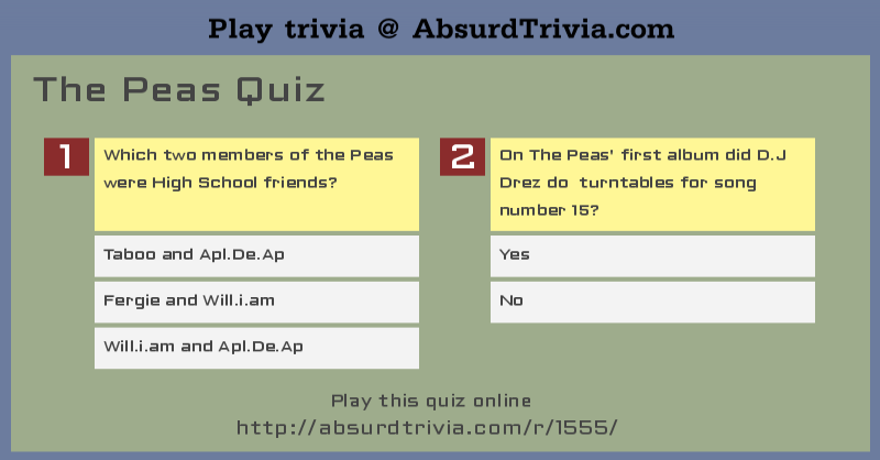 The Peas Quiz