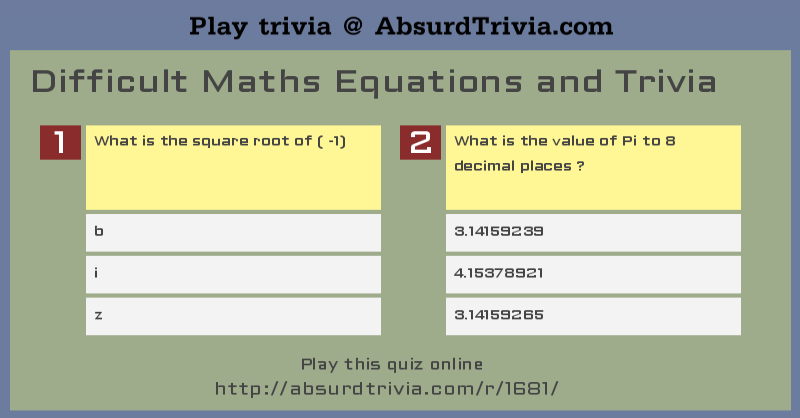 Difficult Maths Equations and Trivia