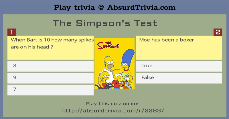 Trivia Quiz : The Simpson's Test