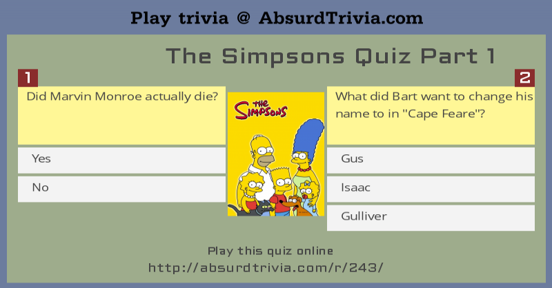 The Simpsons Quiz Part 1