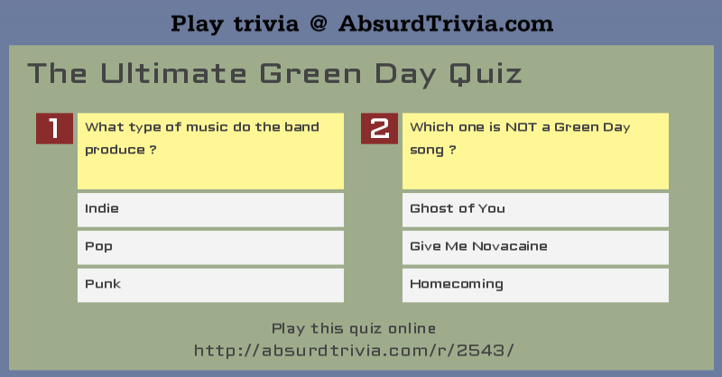 The Ultimate Green Day Quiz