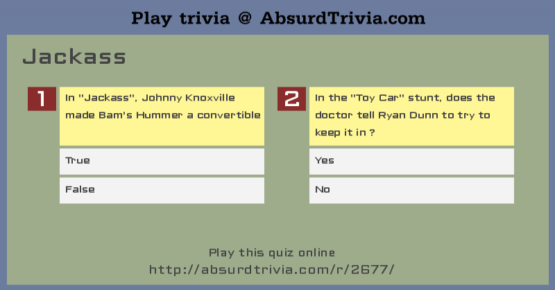Trivia Quiz : Jackass