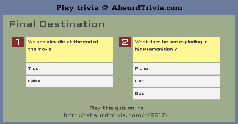 Trivia Quiz : Final Destination
