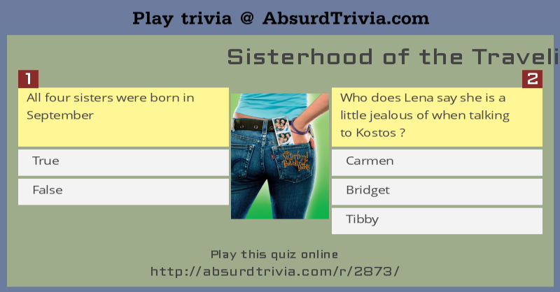 Trivia Quiz : Sisterhood of the Traveling Pants