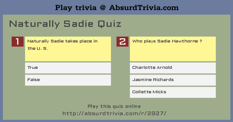 Naturally Sadie Quiz