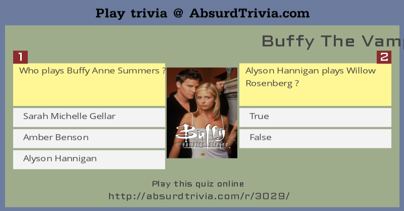 Trivia Quiz : Buffy The Vampire Slayer - Real Names Of Characters