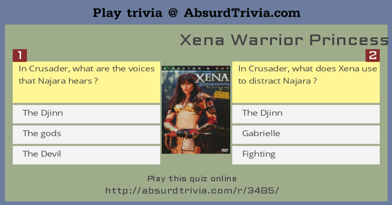 Xena Warrior Princess : Season 4 Quiz