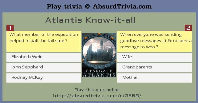 Trivia Quiz : Atlantis Know-it-all