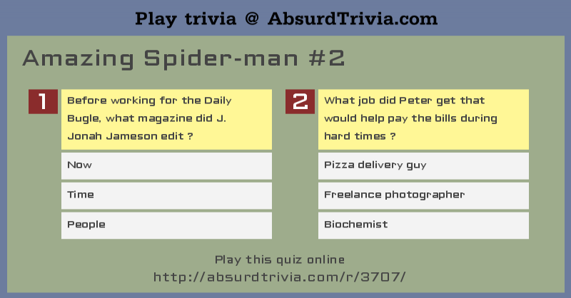 Trivia Quiz : Amazing Spider-man #2