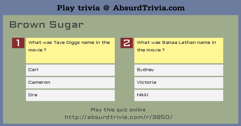 Trivia Quiz : Brown Sugar