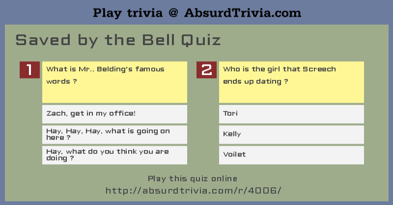 Saved by the Bell Quiz