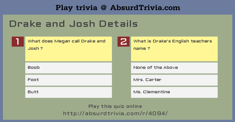 Trivia Quiz : Drake and Josh Details