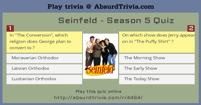 Seinfeld - Season 5 Quiz