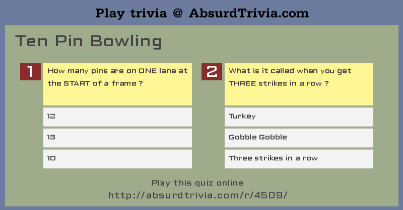 Trivia Quiz : Ten Pin Bowling
