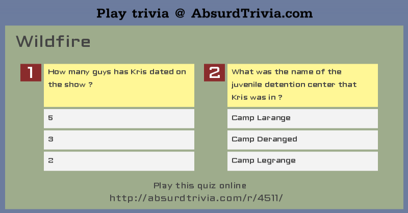 Trivia Quiz : Wildfire