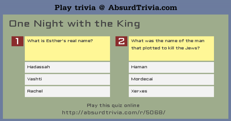 Trivia Quiz : One Night with the King