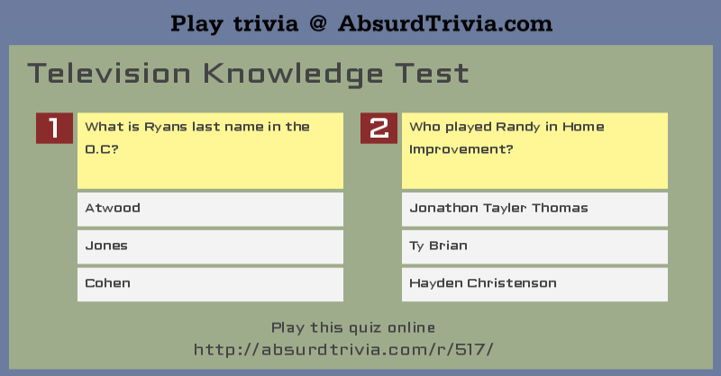 Trivia Quiz : Television Knowledge Test