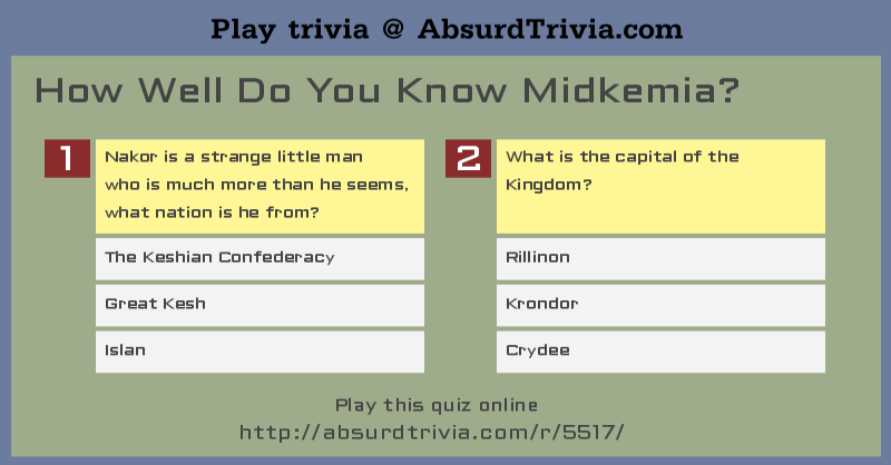 Trivia Quiz : How Well Do You Know Midkemia?