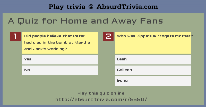 A Quiz for Home and Away Fans