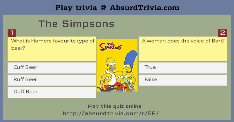 Trivia Quiz : The Simpsons