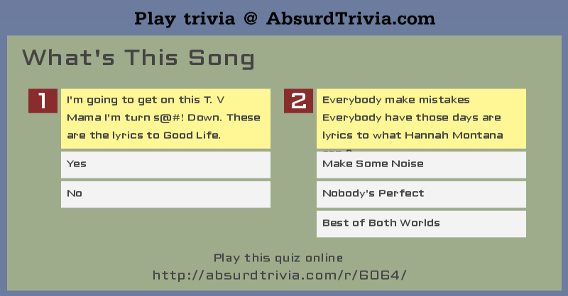 Trivia Quiz : What's This Song