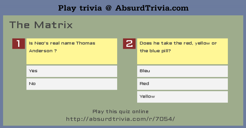 Trivia Quiz : The Matrix