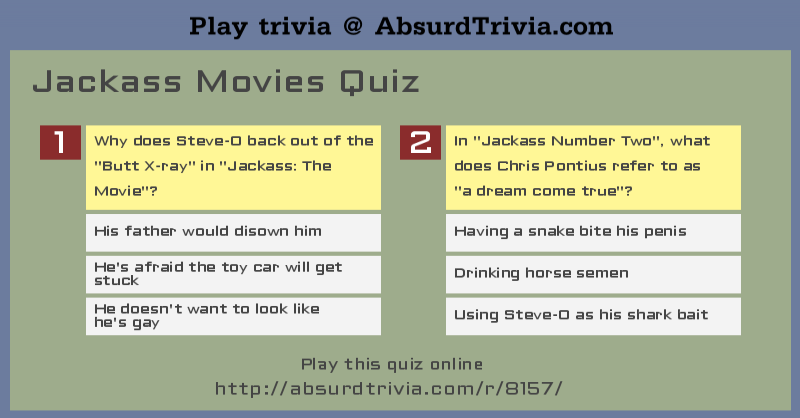 Jackass Movies Quiz