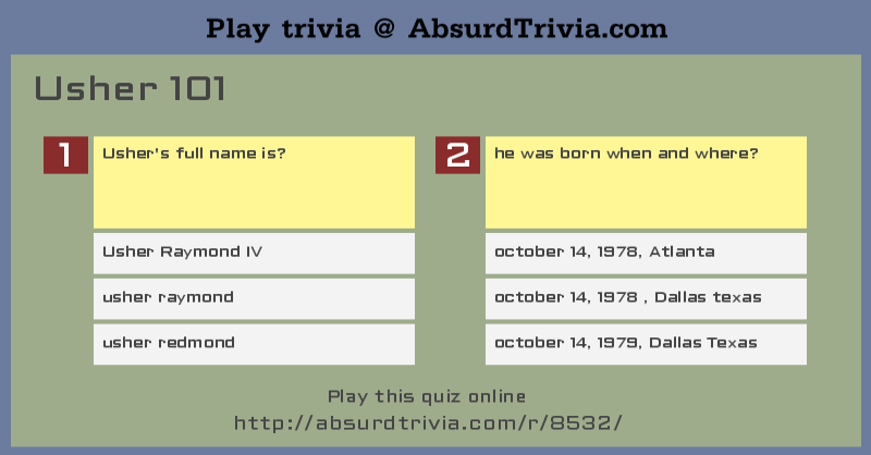 Trivia Quiz : Usher 101