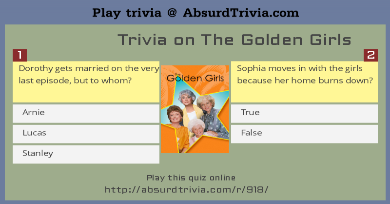 Trivia Quiz : Trivia on The Golden Girls