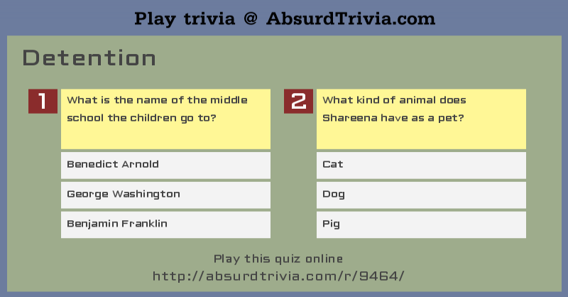 Trivia Quiz : Detention