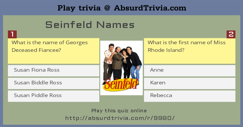 Trivia Quiz : Seinfeld Names